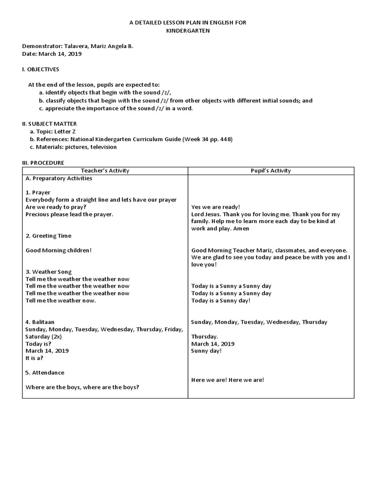 Demo Lesson Plan | PDF | Lesson Plan