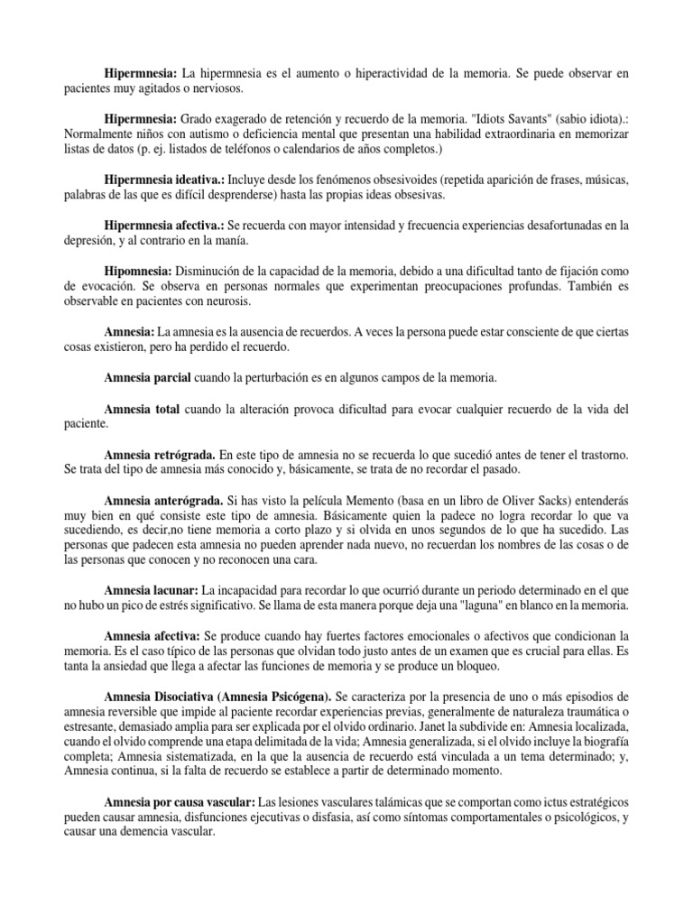 Amnesia Pdf Memoria Trauma Psicólogico