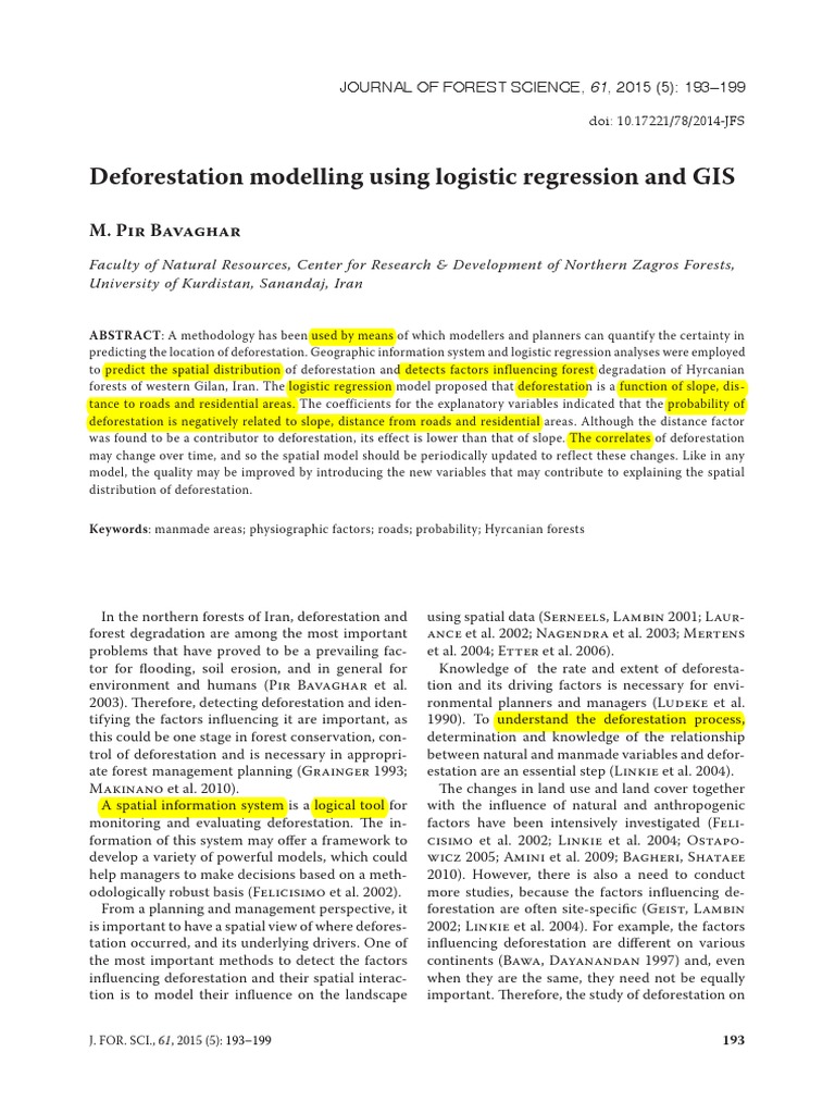 Deforestation+regression Modelling Iran | PDF | Logistic Regression | Receiver Operating ...
