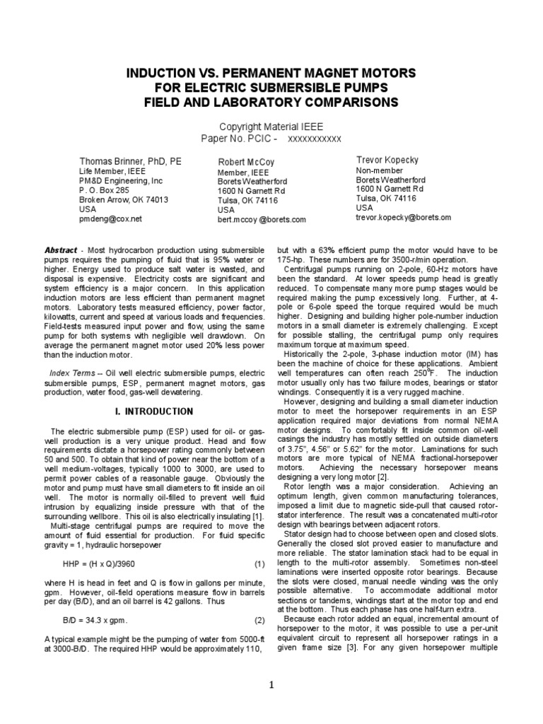 PMM Motor Esp | PDF | Electric Motor | Pump