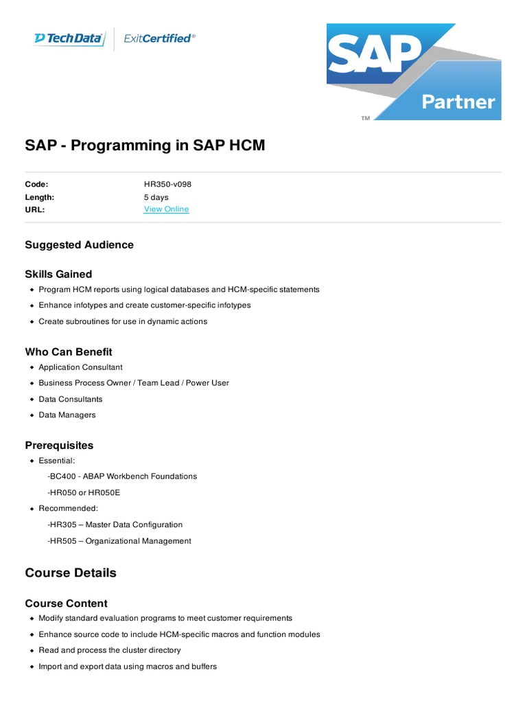Programming in Sap HCM | PDF