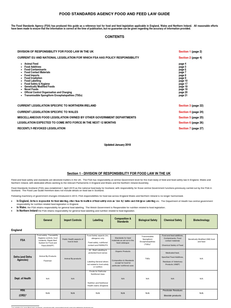 Food Standards Agency Law Guide 2009 | PDF | European Economic ...