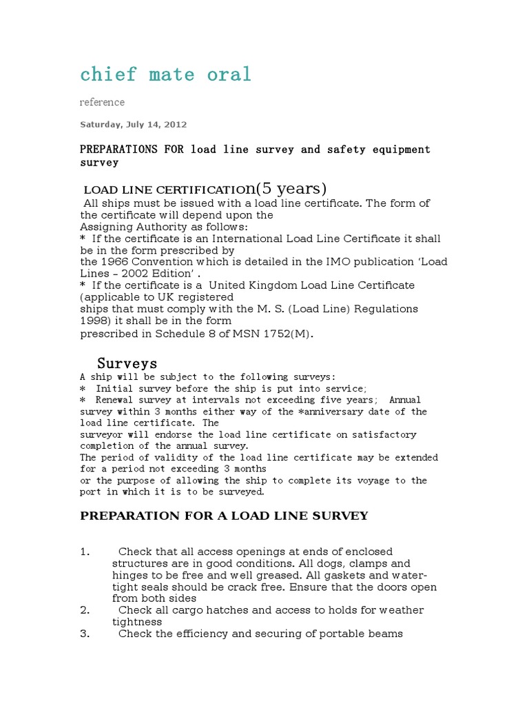 Loadline Survey | Download Free PDF | Water Transport | Ships