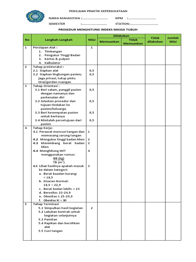 Sop Perhitungan Imt | PDF