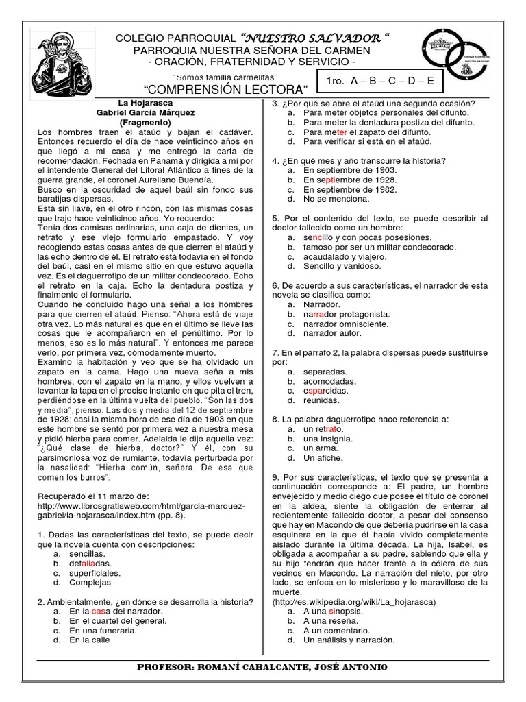 Fichas de Comprension Lectora 1ro | PDF