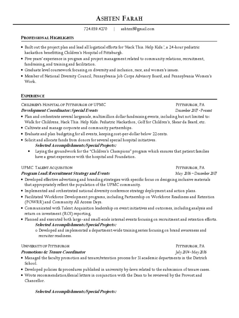 2019 Farah Resume | PDF | Fundraising | Recruitment