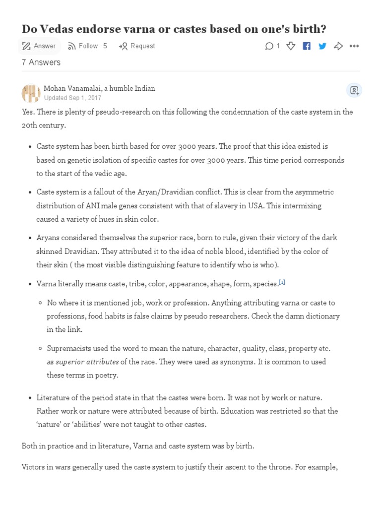 The Caste System and Varna | PDF | Vedas | Indian Religions