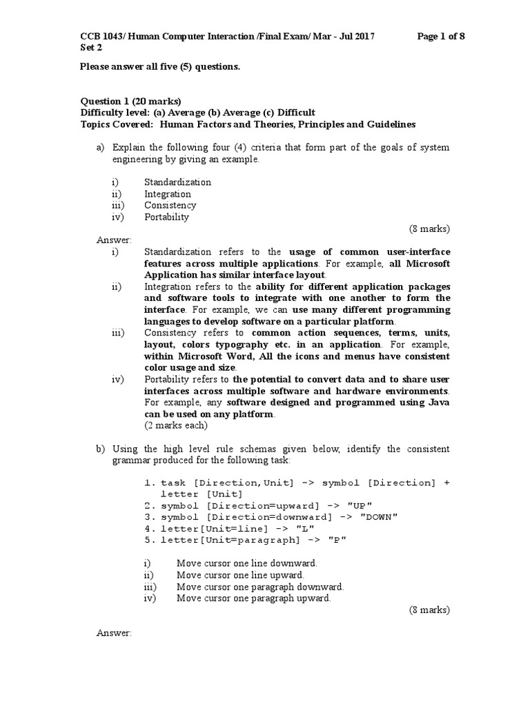 CCB 1043/ Human Computer Interaction /final Exam/ Mar - Jul 2017 | PDF | Human–Computer ...