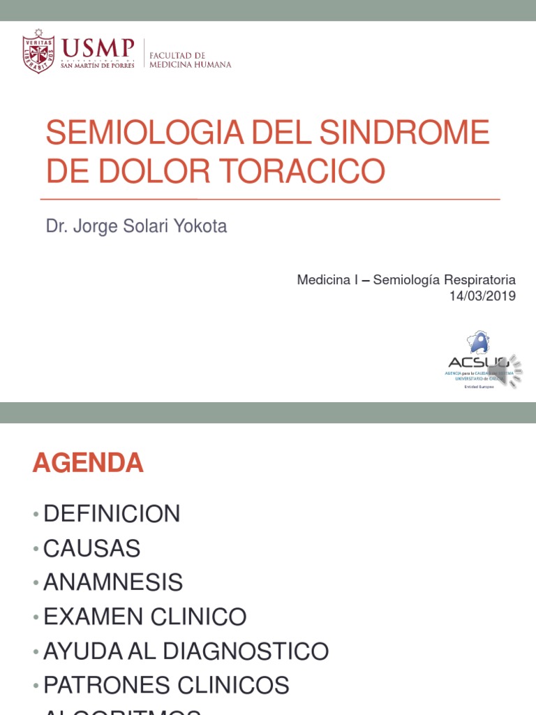 Semana 3 Sesión 1 - Sindrome de Dolor Toracico - Dr. Solari | PDF ...