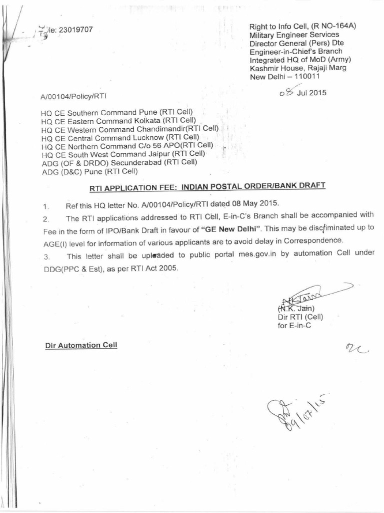 Rti Application Fee Indian Postal Order and Bank Draft - 0 | PDF ...