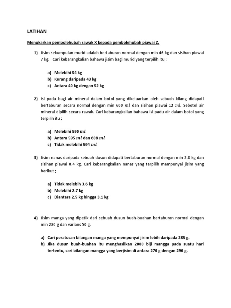 Taburan Normal X Kepada Z | PDF