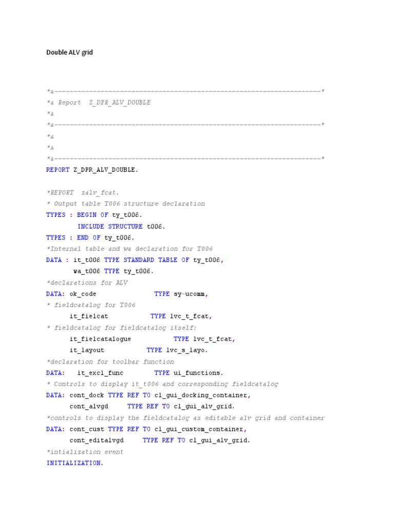 Double ALV Grid | PDF | System Software | Computer Engineering Double ALV Grid | PDF | System Software | Computer Engineering