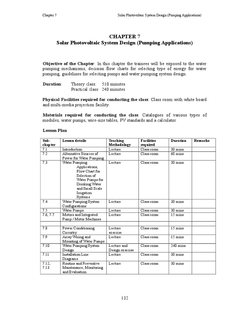 Chapter 7 - Water Pumping Design | PDF | Photovoltaic System | Pump