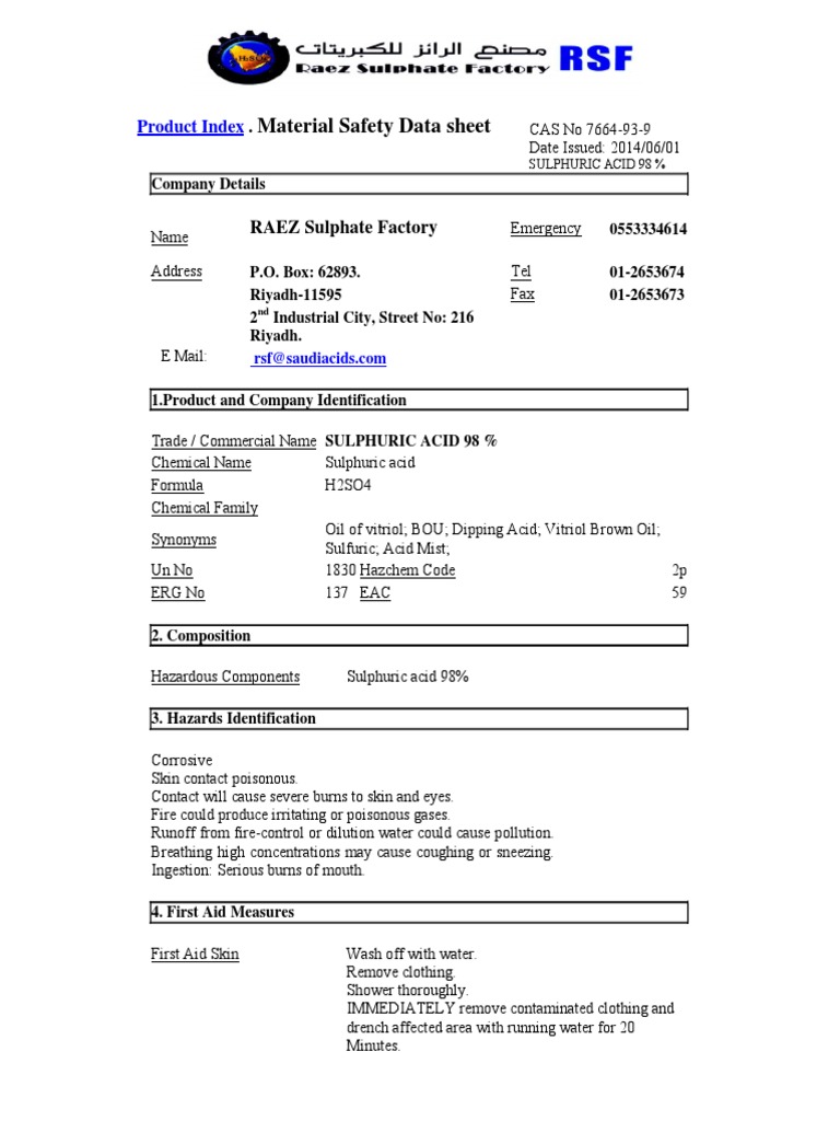 Sulfuric Acid Pdf Sulfuric Acid Water