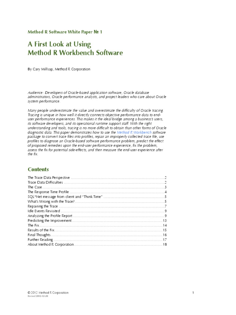Method R Workbench Software Pdf Oracle Database Programmer