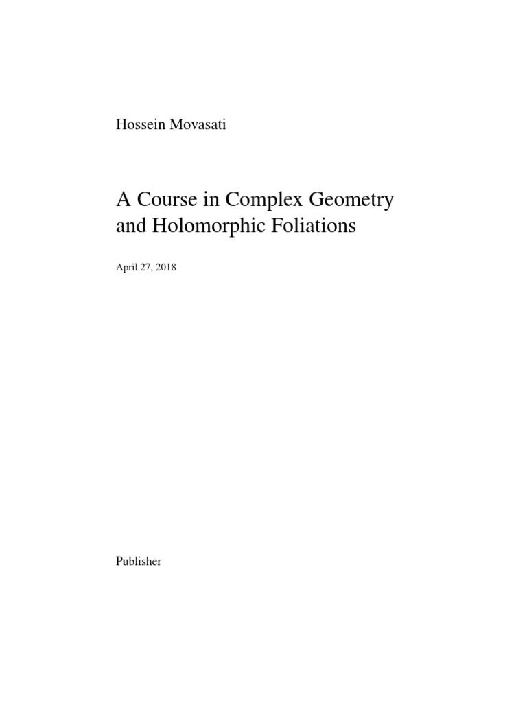 Complex Geometry | PDF | Complex Analysis | Vector Space
