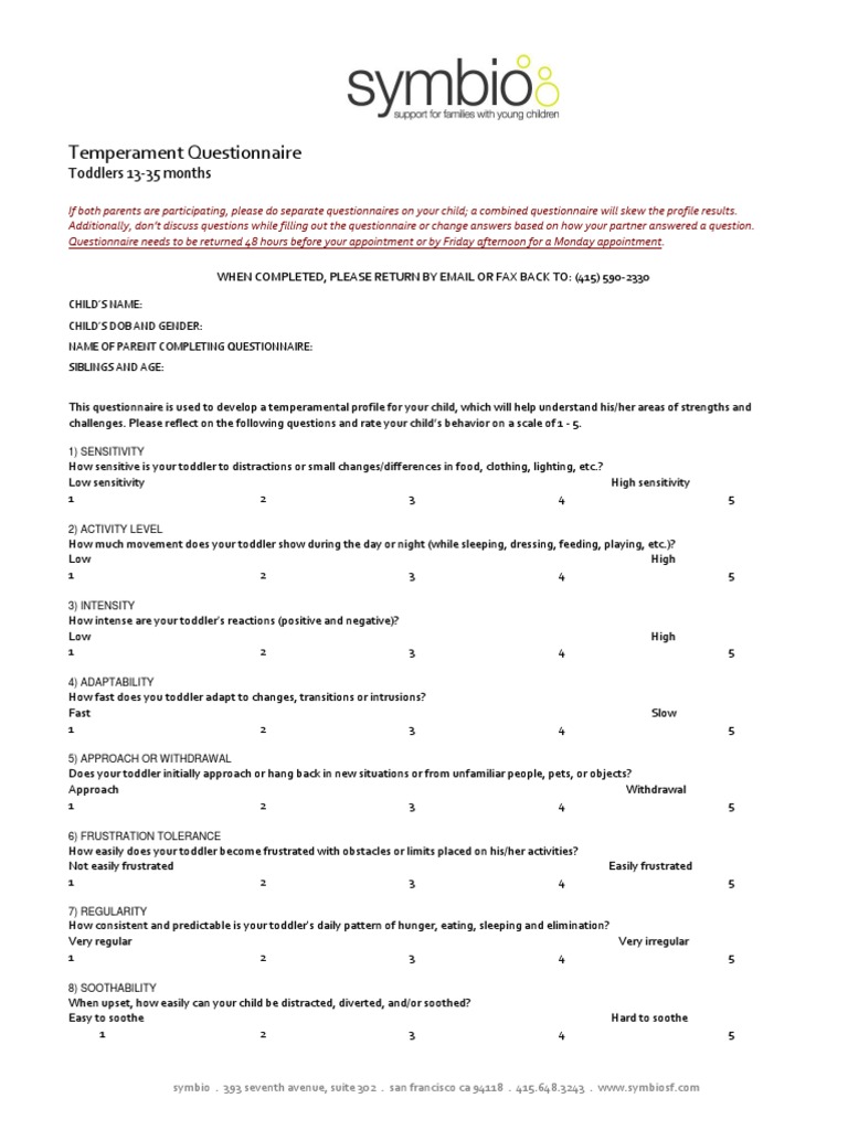Toddler Questionnaire (13-35 Months) | PDF | Behavioural Sciences ...