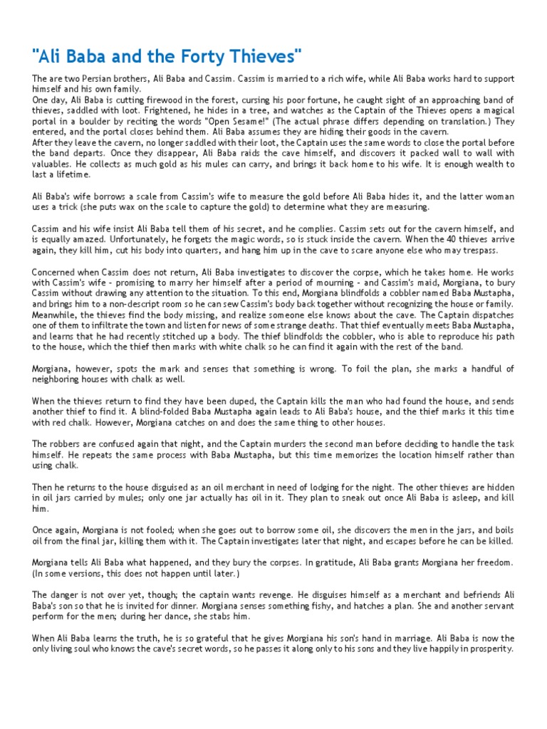 Ali Baba and The Forty Thieves | PDF