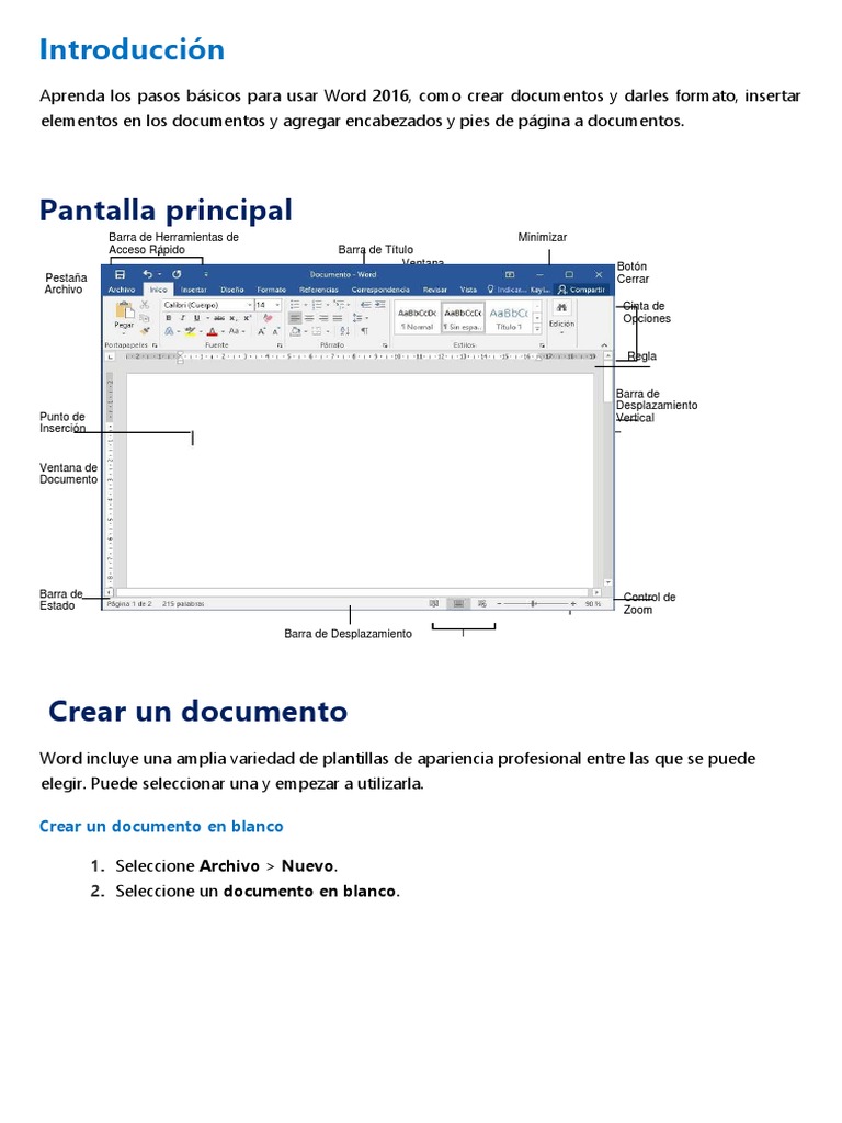 Guía Básica de Word 2016 | PDF | Ventana (informática) | Microsoft Word