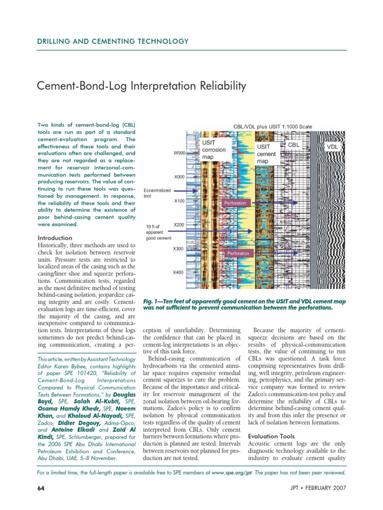 CBL Interpretation PDF | PDF | Casing (Borehole) | Reliability Engineering