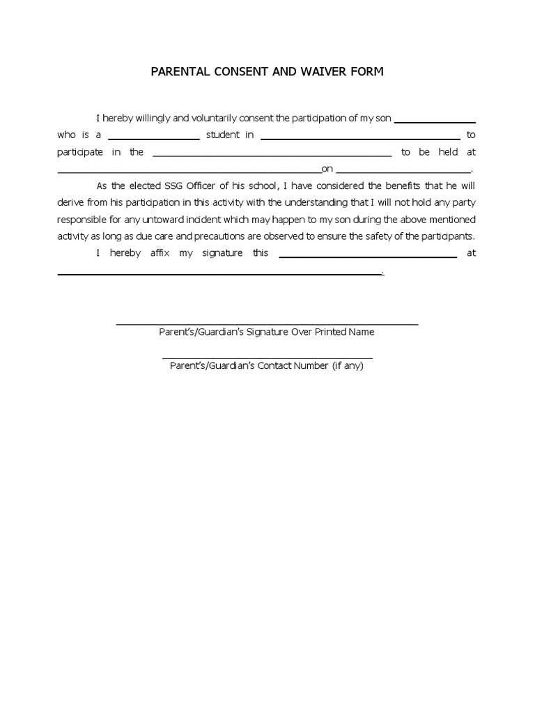 Parental Consent and Waiver Form | PDF