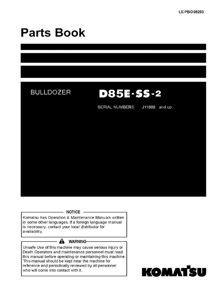 Komatsu D85E-SS-2 Parts Guide | PDF | Transmission (Mechanics) | Clutch