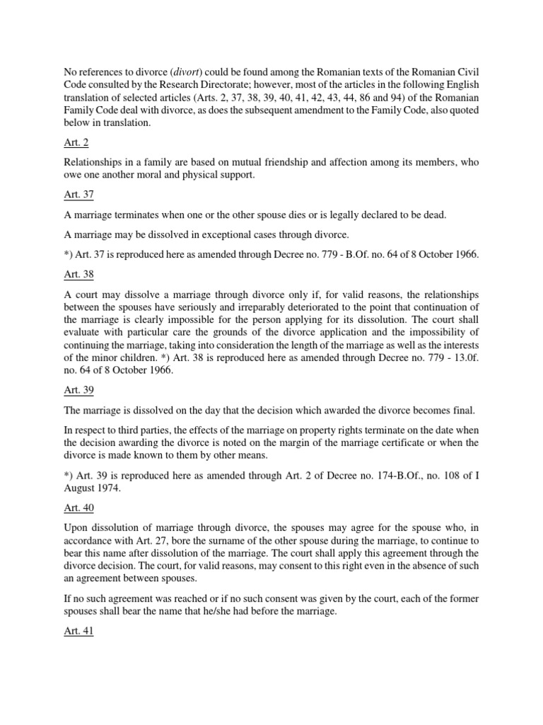 An Overview of Divorce Laws and Procedures in Romania as Outlined in ...