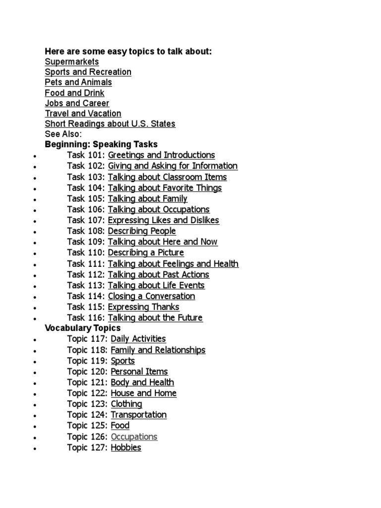 Easy Topics To Talk About | PDF | Workweek And Weekend