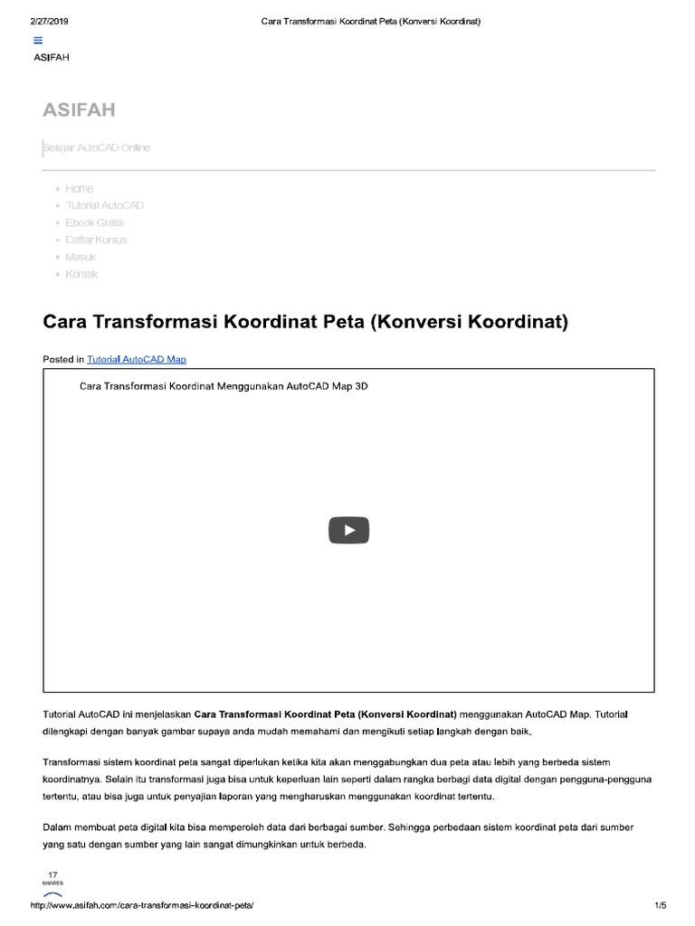 Cara Transformasi Koordinat Peta (Konversi Koordinat) PDF | PDF
