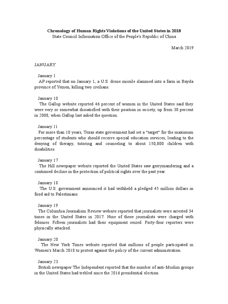 Chronology of Human Rights Violations of The United States | PDF | The ...