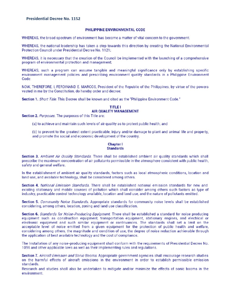 Presidential Decree No. 1152 | PDF