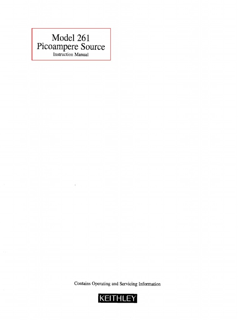 Keithley Model 261 Picoampere Source Instruction Manual PDF | PDF ...