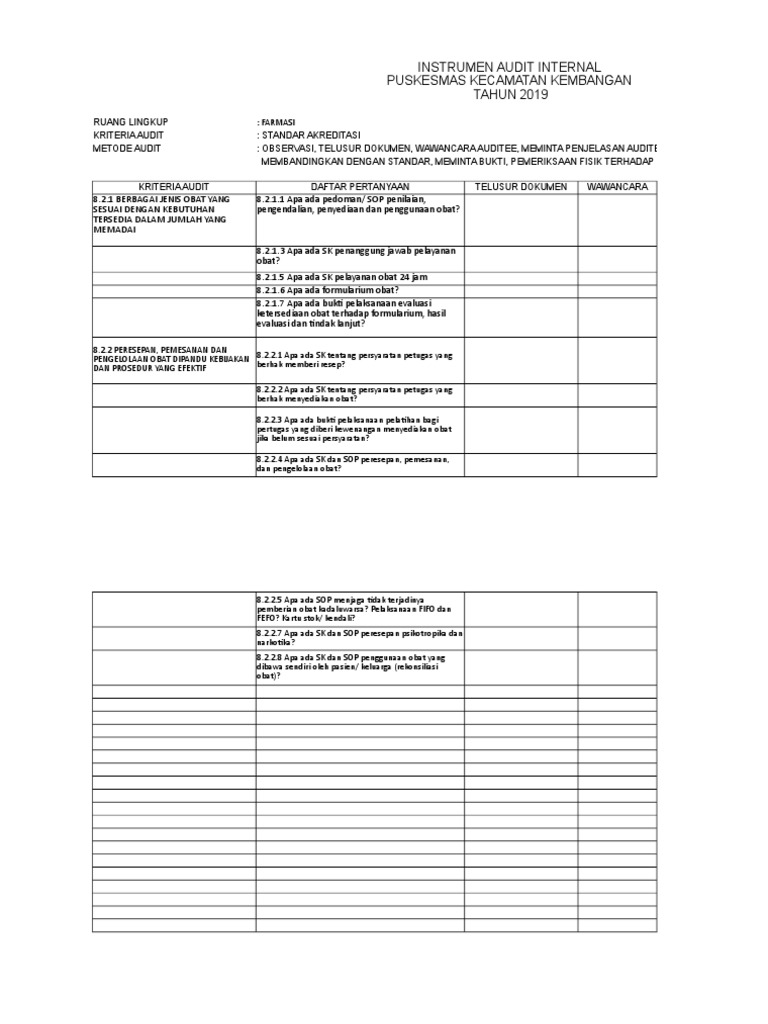 Instrumen Audit Farmasi | PDF