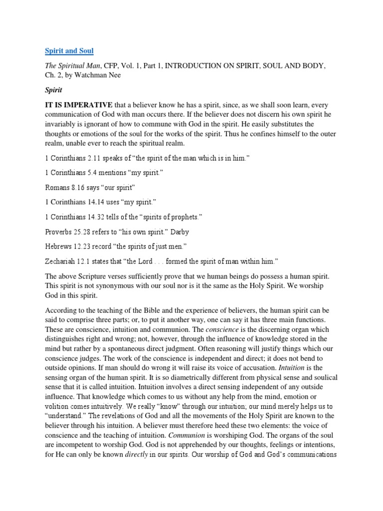 Spirit and Soul | PDF | Conscience | Soul
