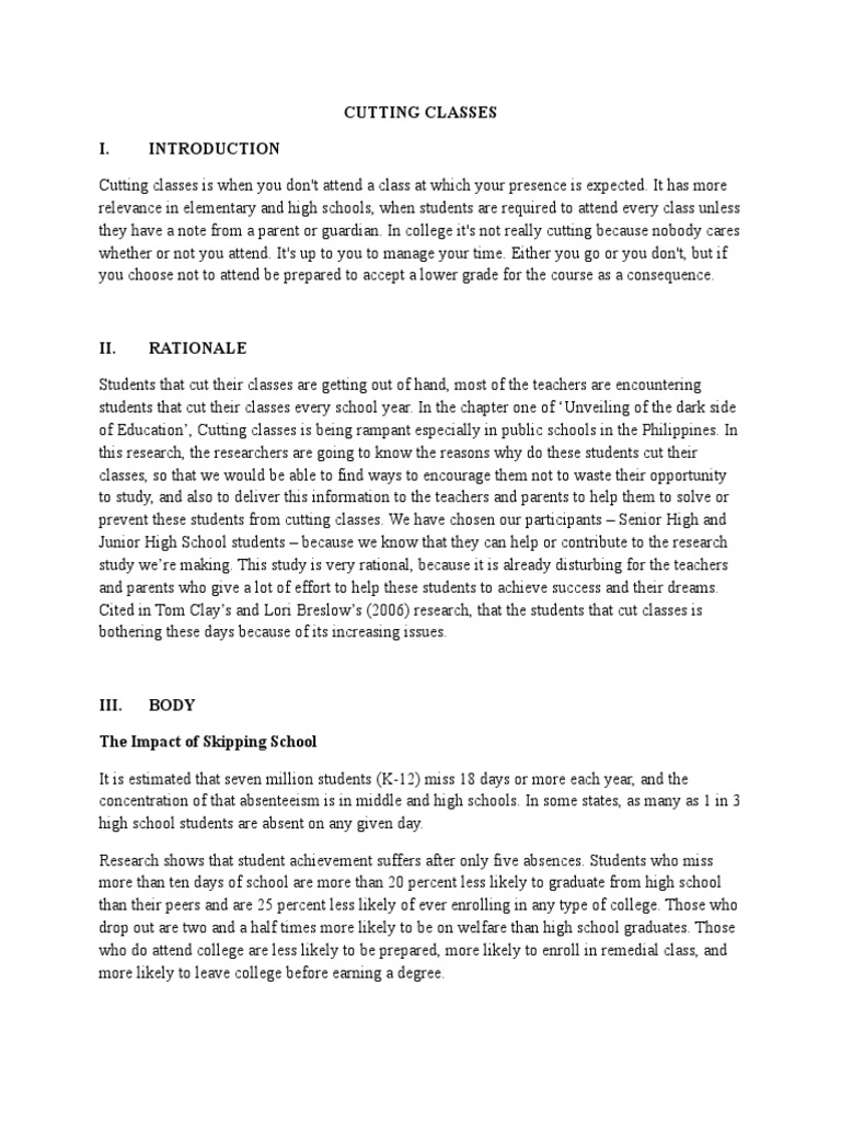 Cutting Classes - Katrina | PDF | Adolescence | Schools