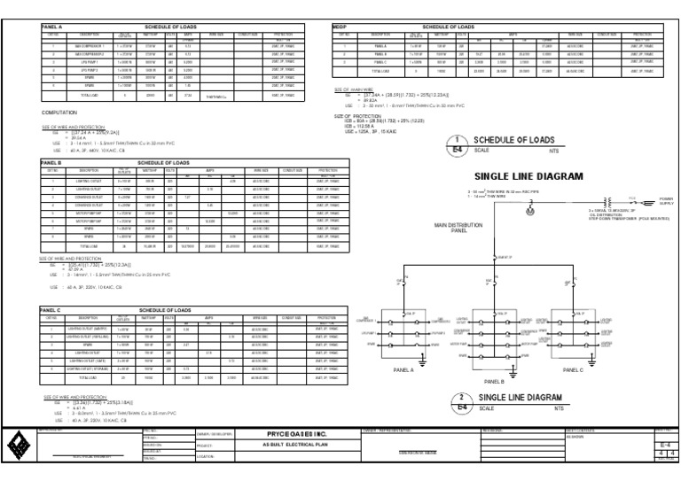 Schedule of Loads: Single Line Diagram | Download Free PDF | Power ...