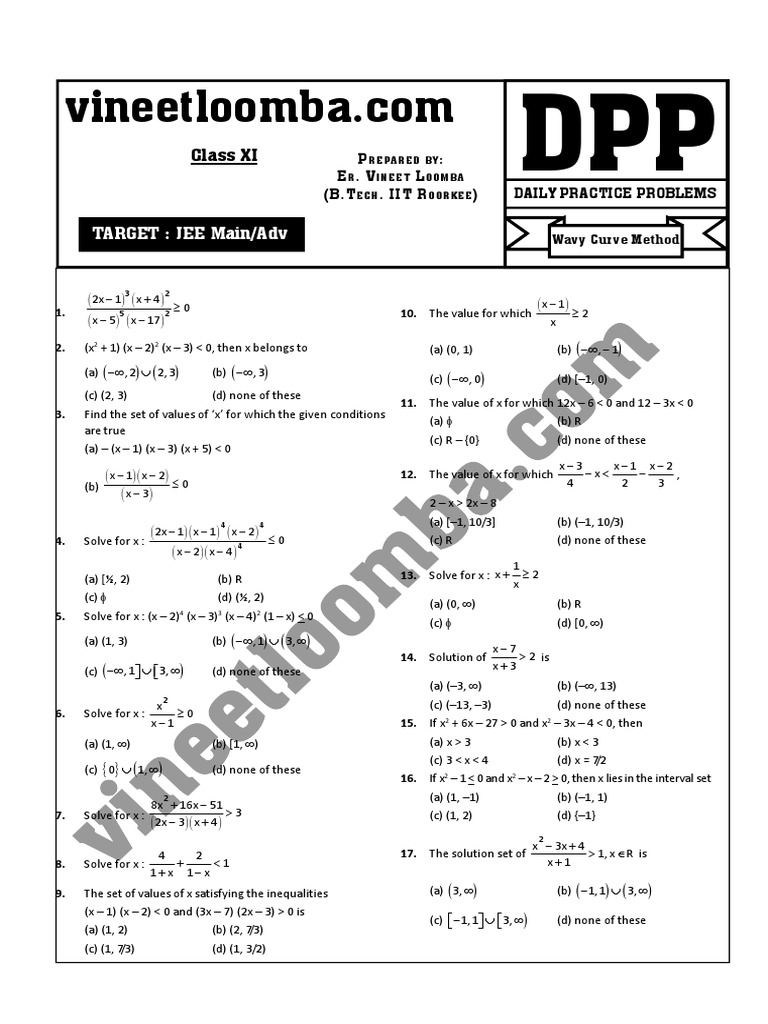 Sets-Wavy Curve Method JEE Main and Advanced PDF | PDF | Applied ...