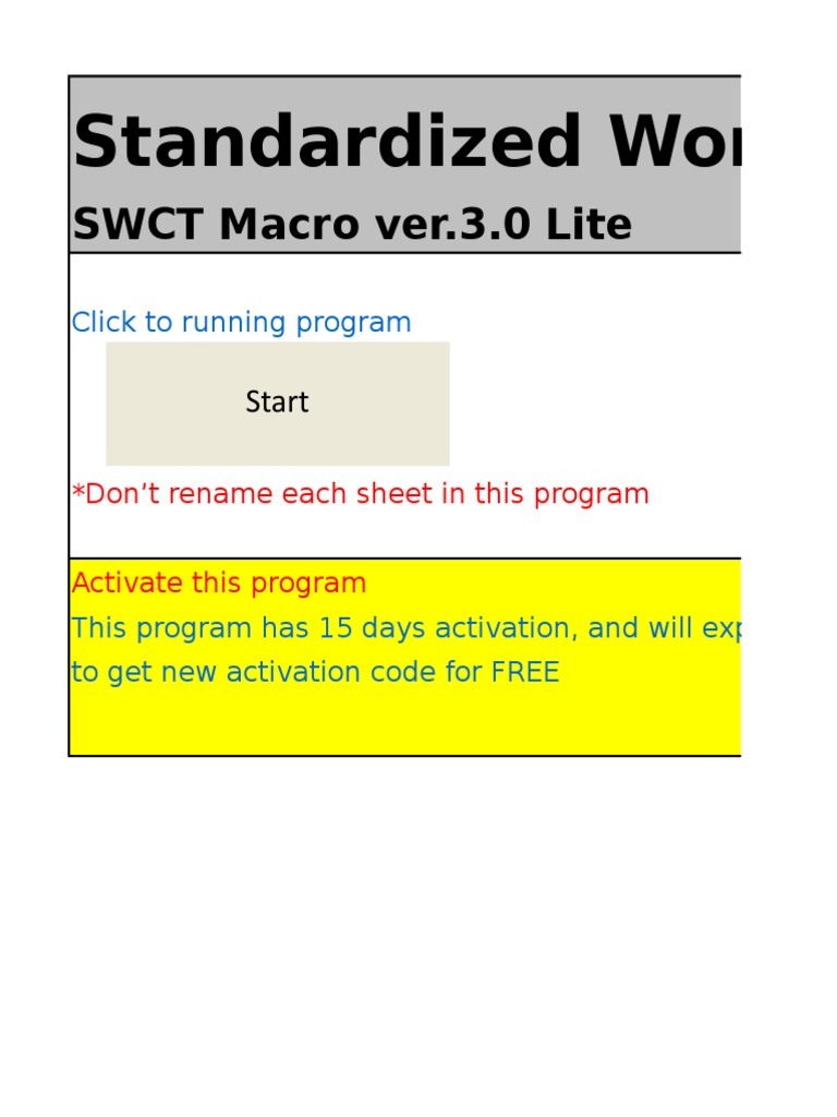 Standardized Work Combination Table Excel | PDF