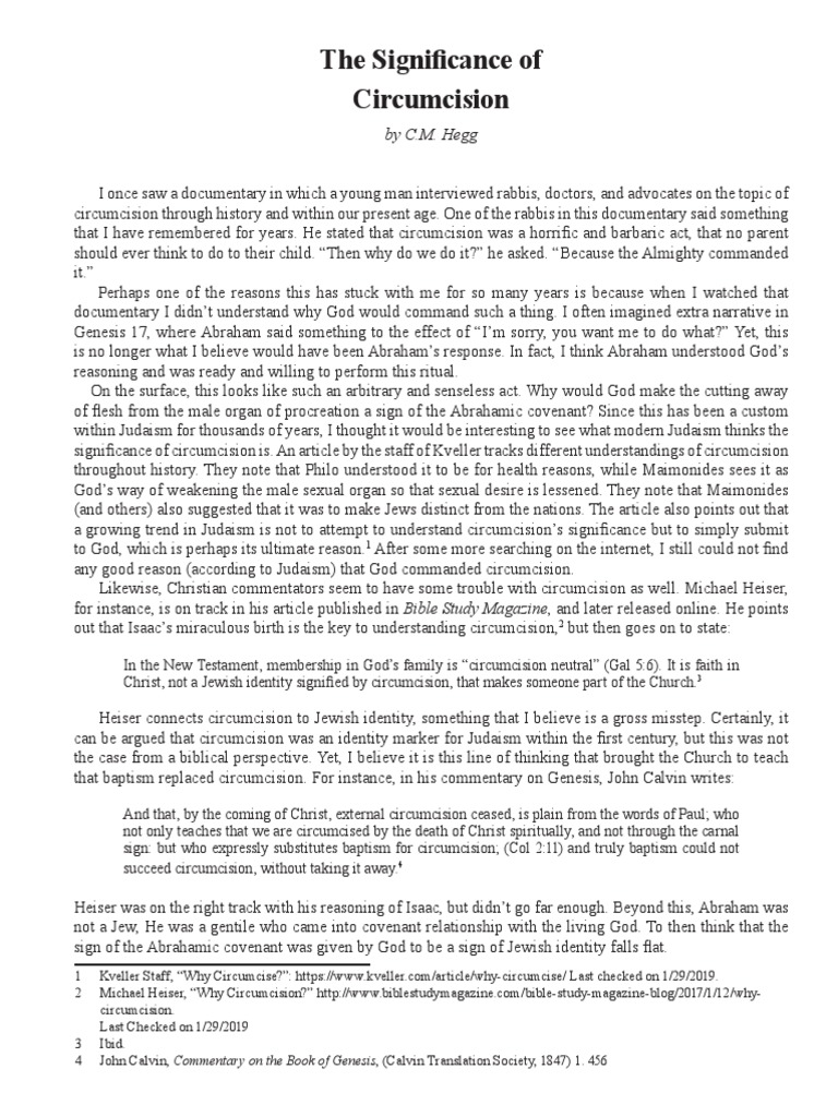 The Significance of Circumcision: by C.M. Hegg | PDF | Abraham | Book ...