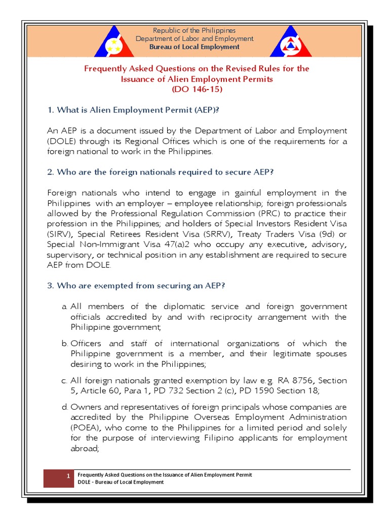 Guide to Obtaining and Renewing an Alien Employment Permit: Frequently ...