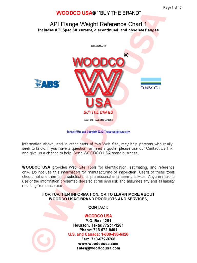 API Flange Weight Reference Chart 1: Woodco Usa | PDF | Copyright | Privacy