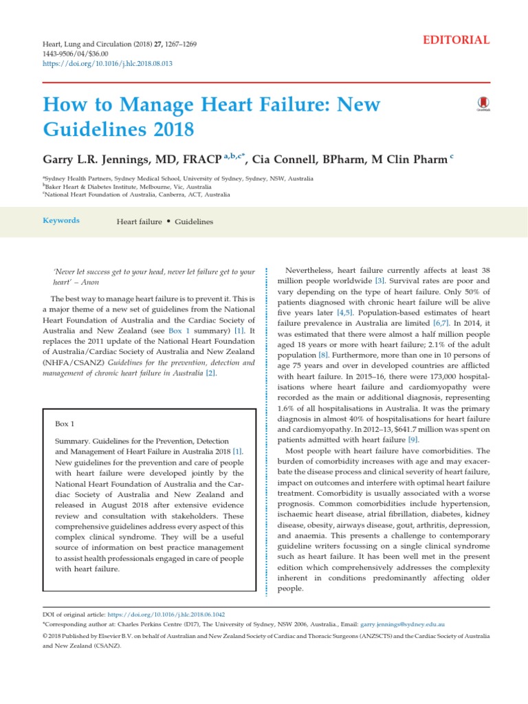 How To Manage Heart Failure New Guidelines 2018 | PDF | Ejection ...