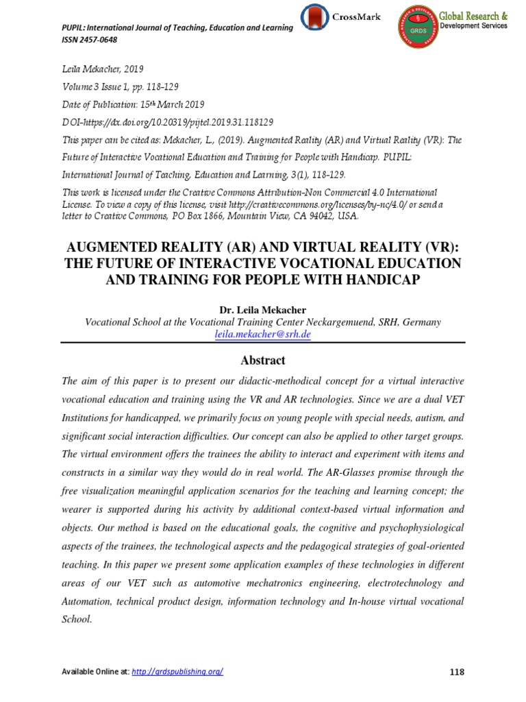 Augmented Reality (Ar) and Virtual Reality (VR) : The Future of ...