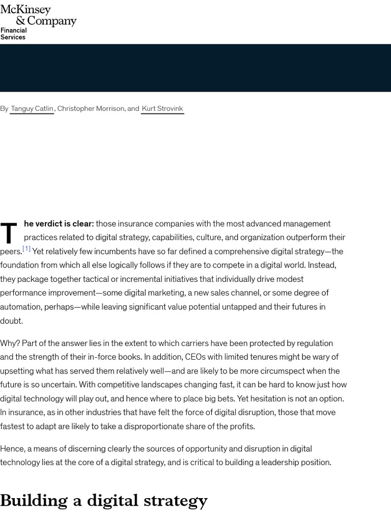 Digital Strategy for Insurance Success | PDF | Business Model | Insurance