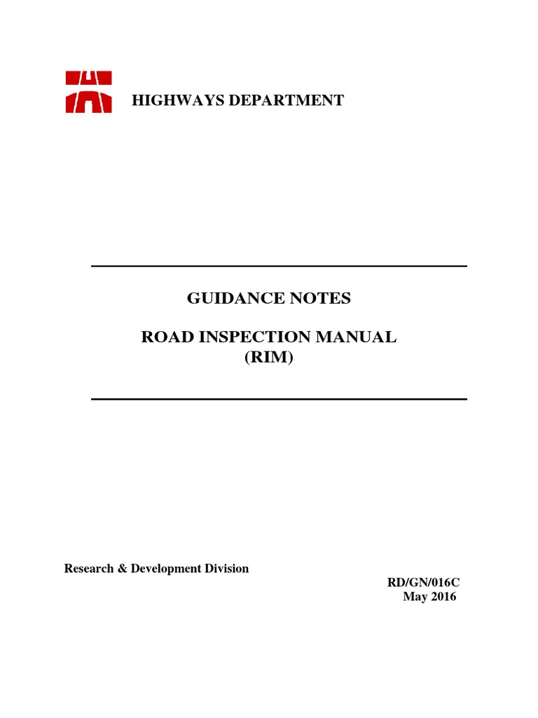 GN016C Road Inspection Manual (RIM) | PDF | Road | Sidewalk