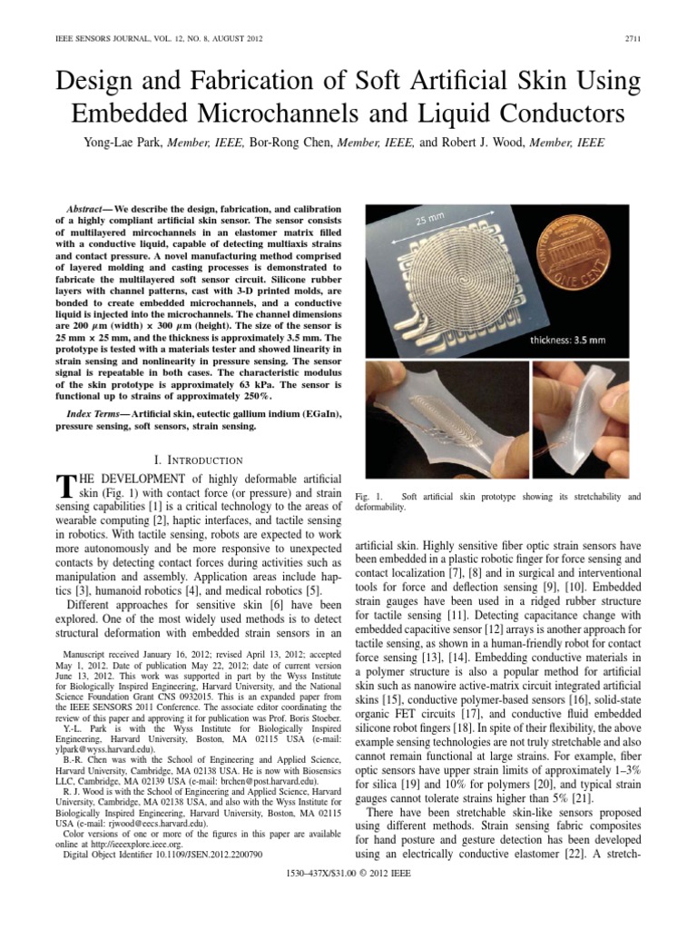 Design and Fabrication of Soft Artificial Skin Using Embedded ...