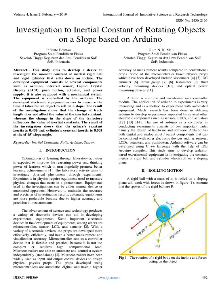 Investigation To Inertial Constant of Rotating Objects On A Slope Based ...