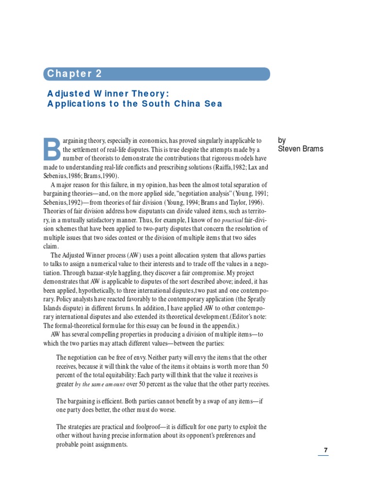 Adjustedwinnertheory: Applicationstothesouthchinasea: by Steven Brams ...