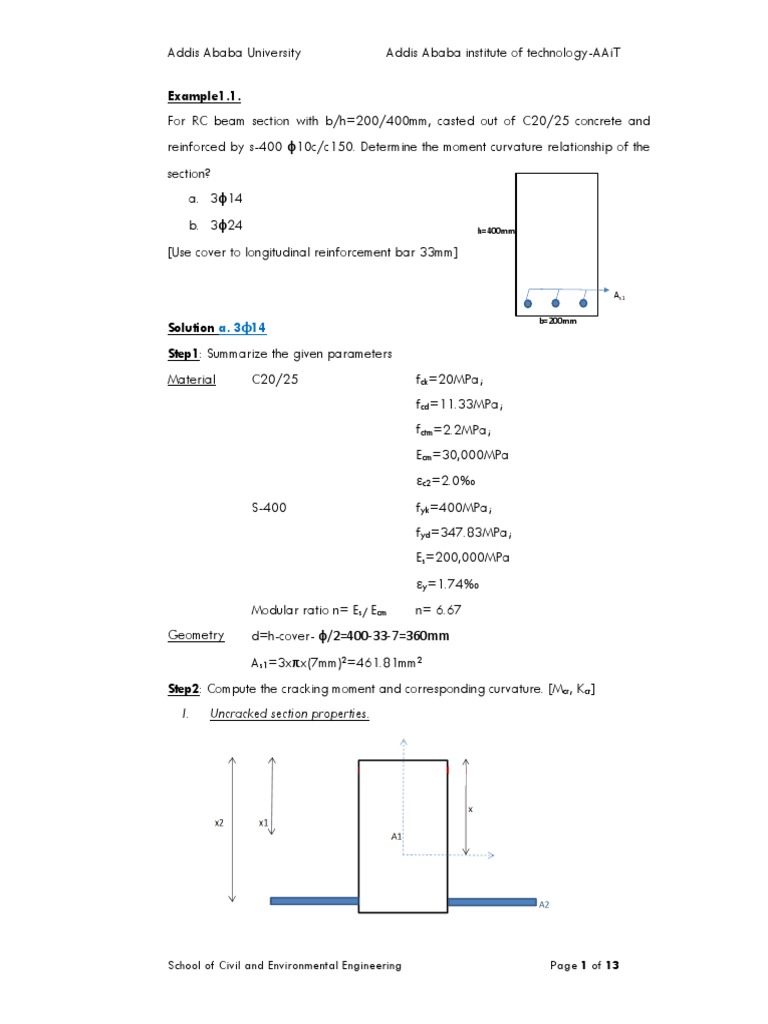 Example1.1.: I. Uncracked Section Properties | PDF | Chemical Product Engineering | Solid Mechanics