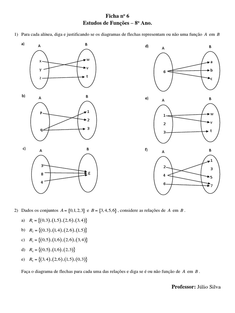 Ficha 6 | Função (Matemática) | Funções e Mapeamentos